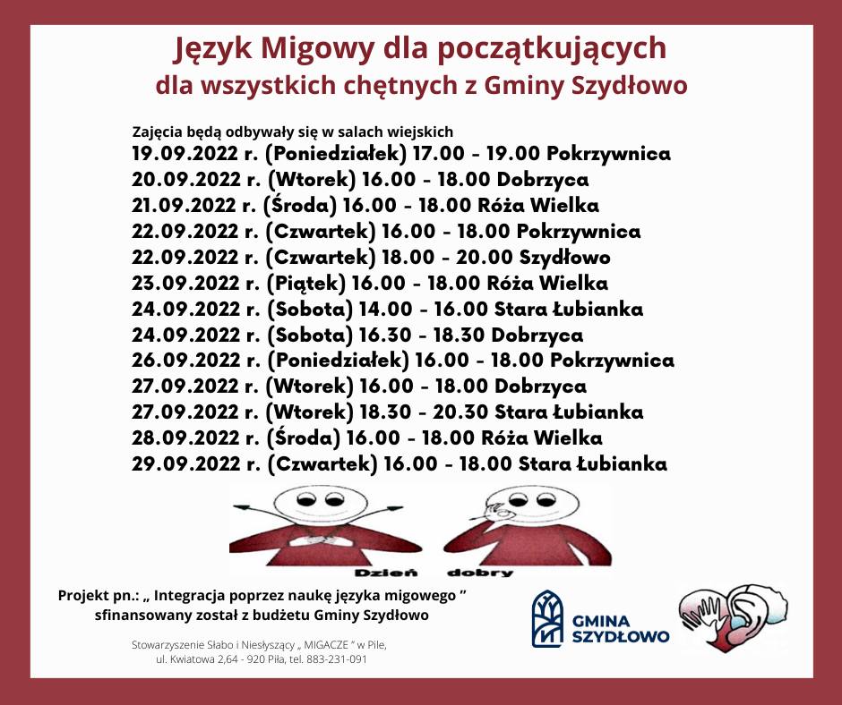 Język migowy dla początkujących - dla chętnych z Gminy Szydłowo - UG ...